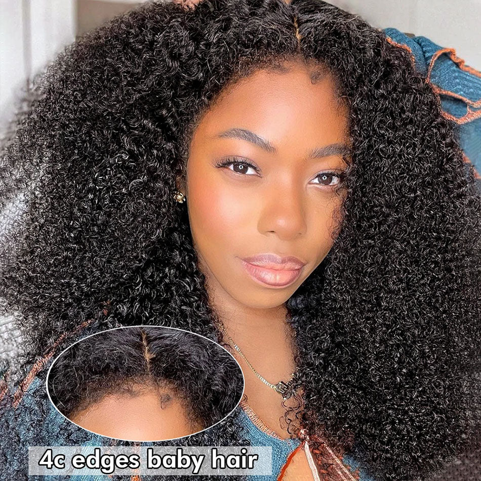 4C Edges Realistic Afro Kinky Edges 5X5 HD Undetectable Lace Closure W