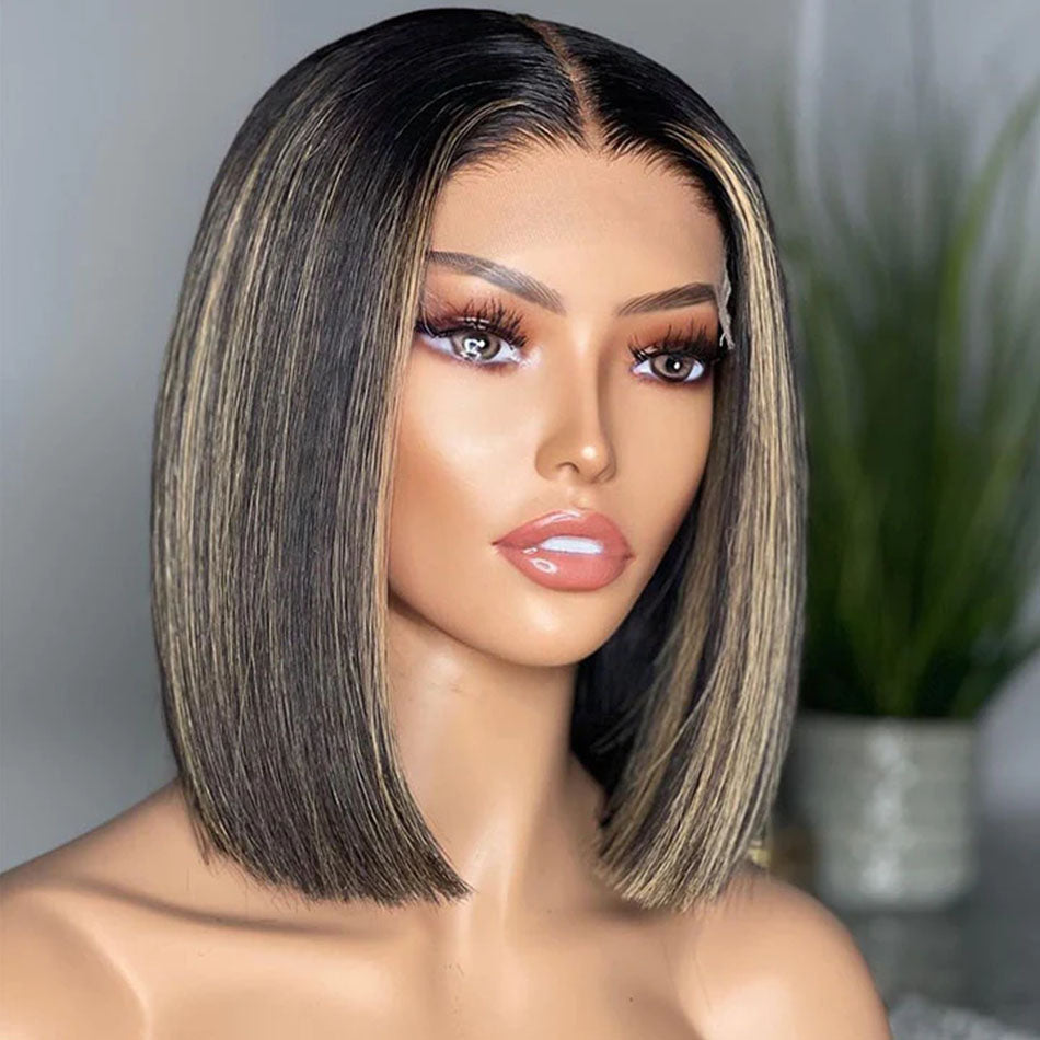 Ombre 1b 27 Lace Closure Bob Wig Human Hair Straight
